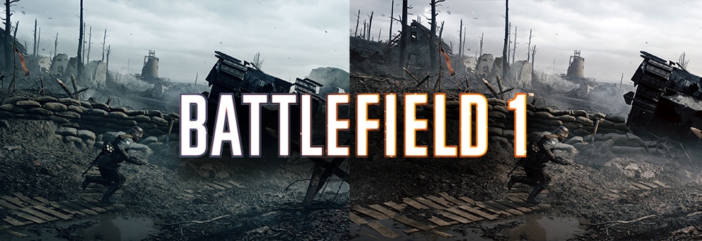 Battlefield 1 Bildvergleich mit und ohne Blaufilter