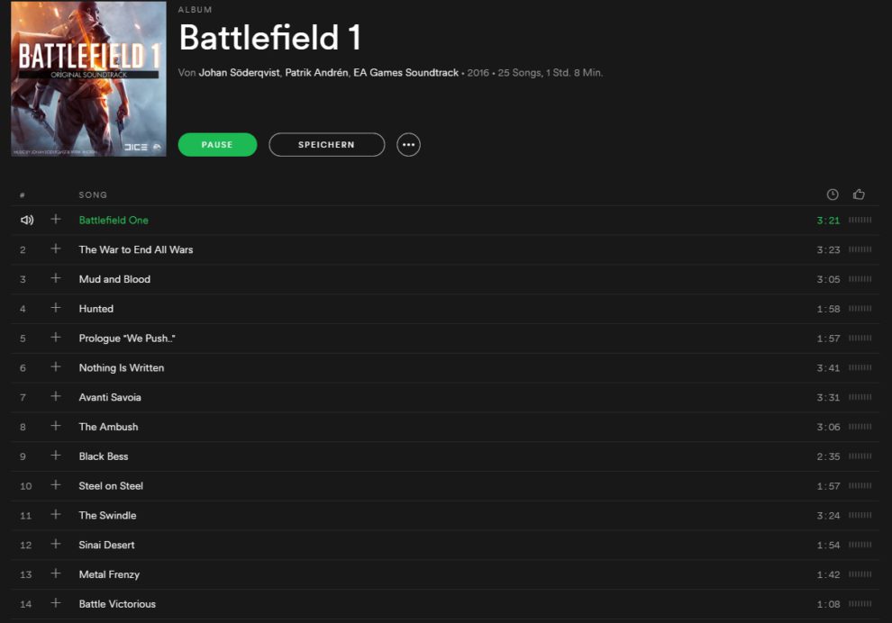 Battlefield 1 Soundtrack auf Spotify-Battlefield-Inside.de